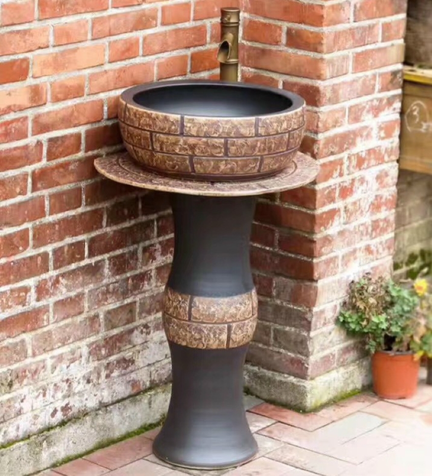 Lavabo sân vườn kiểu trụ đứng đặt sàn để ngoài trời phong cách Đông ...